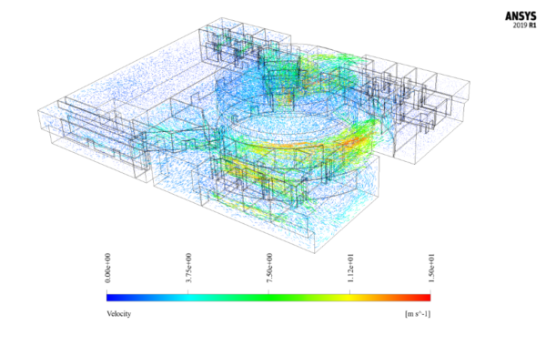 Internal Airflow of Atrium CFD Simulation, ANSYS Fluent Training - MR CFD