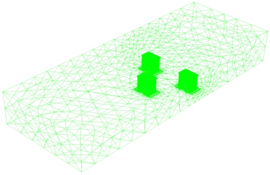 Wind Flow Around Three Building CFD Simulation, ANSYS Fluent Training - MR CFD