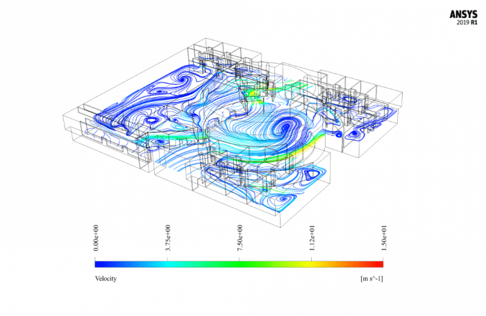 Internal Airflow of Atrium CFD Simulation, ANSYS Fluent Training - MR CFD
