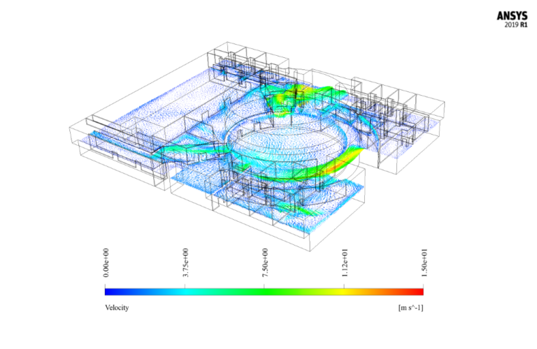 Internal Airflow of Atrium CFD Simulation, ANSYS Fluent Training - MR CFD
