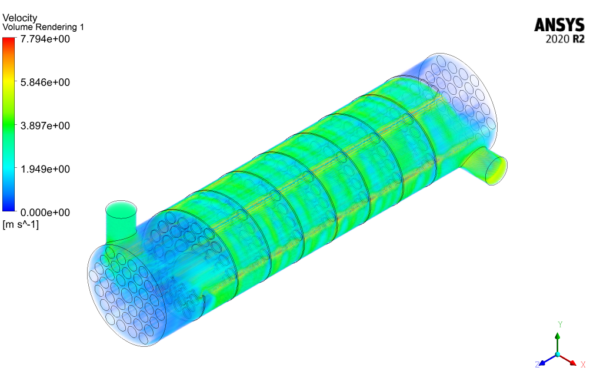 shell and tube with staggered baffles, Paper Validation - MR CFD