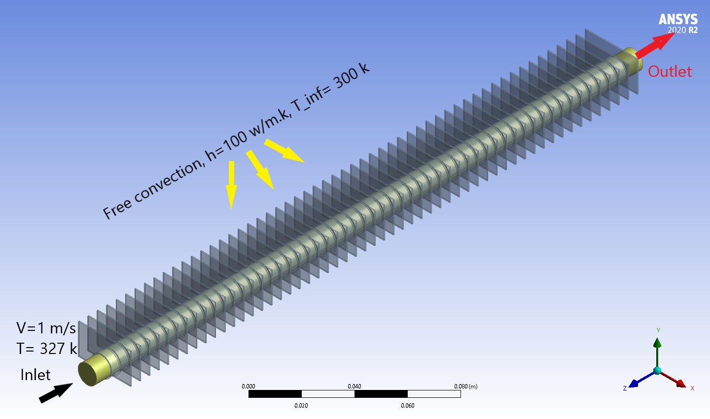 Fin Pipe Radiator, Heat Transfer CFD Simulation, ANSYS Fluent Training ...