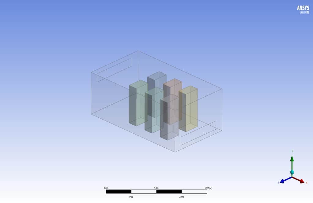 Server Room Cooling with 6 Cabinet, ANSYS Fluent CFD Simulation ...