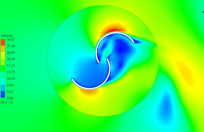 Two-Blade Savonius Wind Turbine CFD Simulation (2-D) - MR CFD
