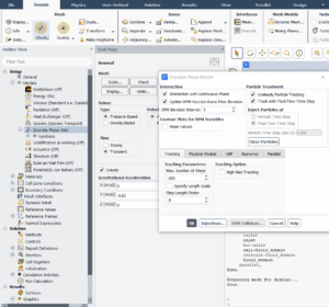Discrete Phase Model (DPM) Panel: Interaction, Particle Tracking ...