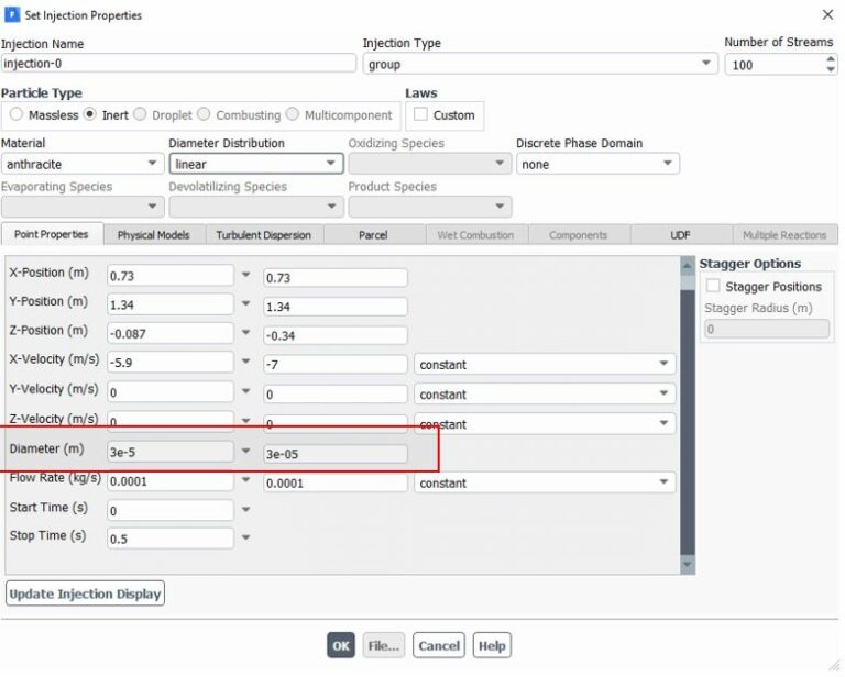 Discrete Phase Model (DPM): Diameter Distribution - MR CFD