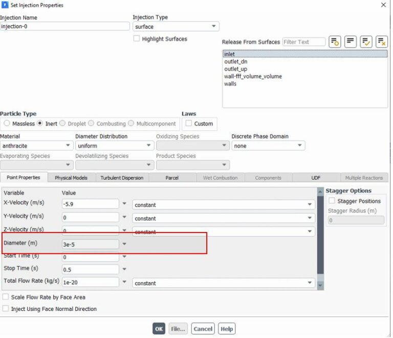 Discrete Phase Model (DPM): Diameter Distribution - MR CFD