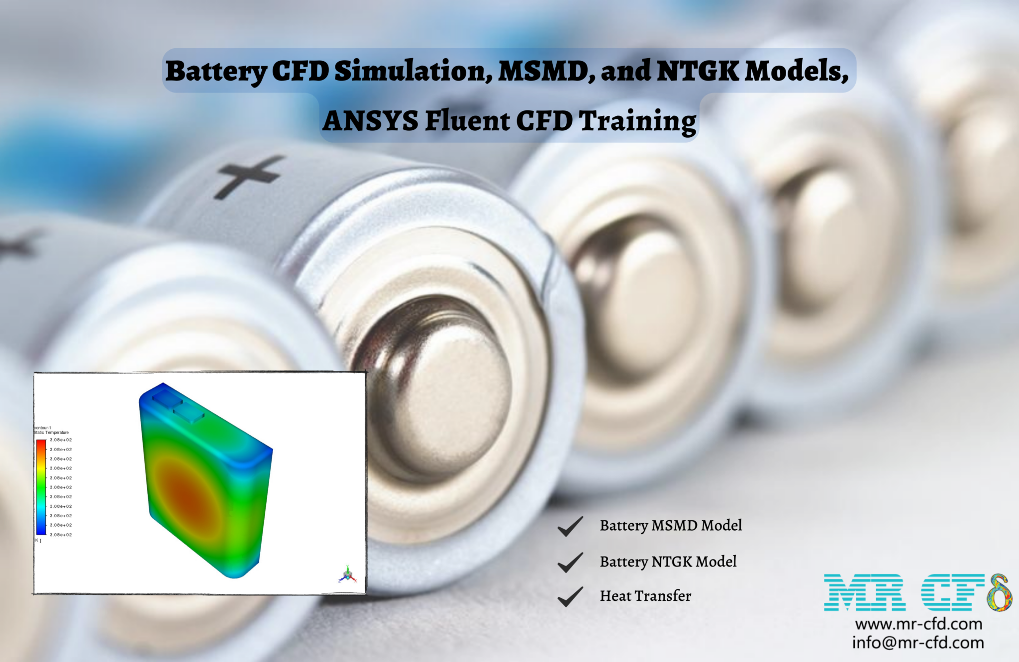 Battery CFD Simulation MSMD and NTGK Models, ANSYS Fluent.