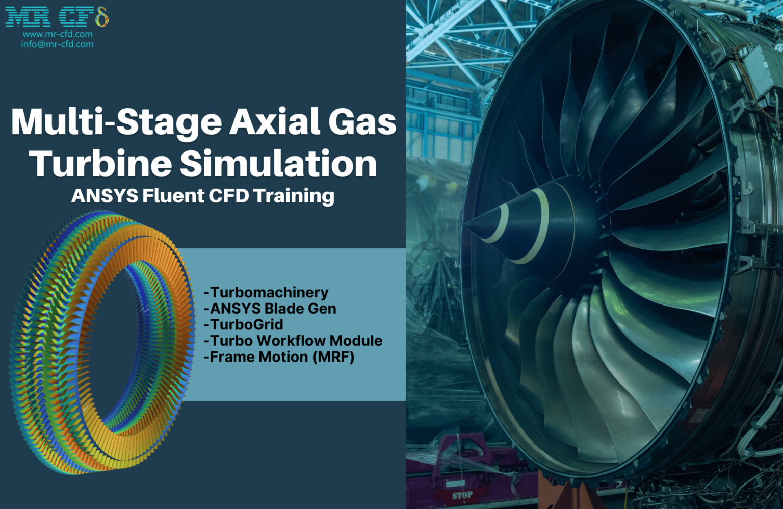 Multi-Stage Axial Gas Turbine CFD Simulation - MR CFD