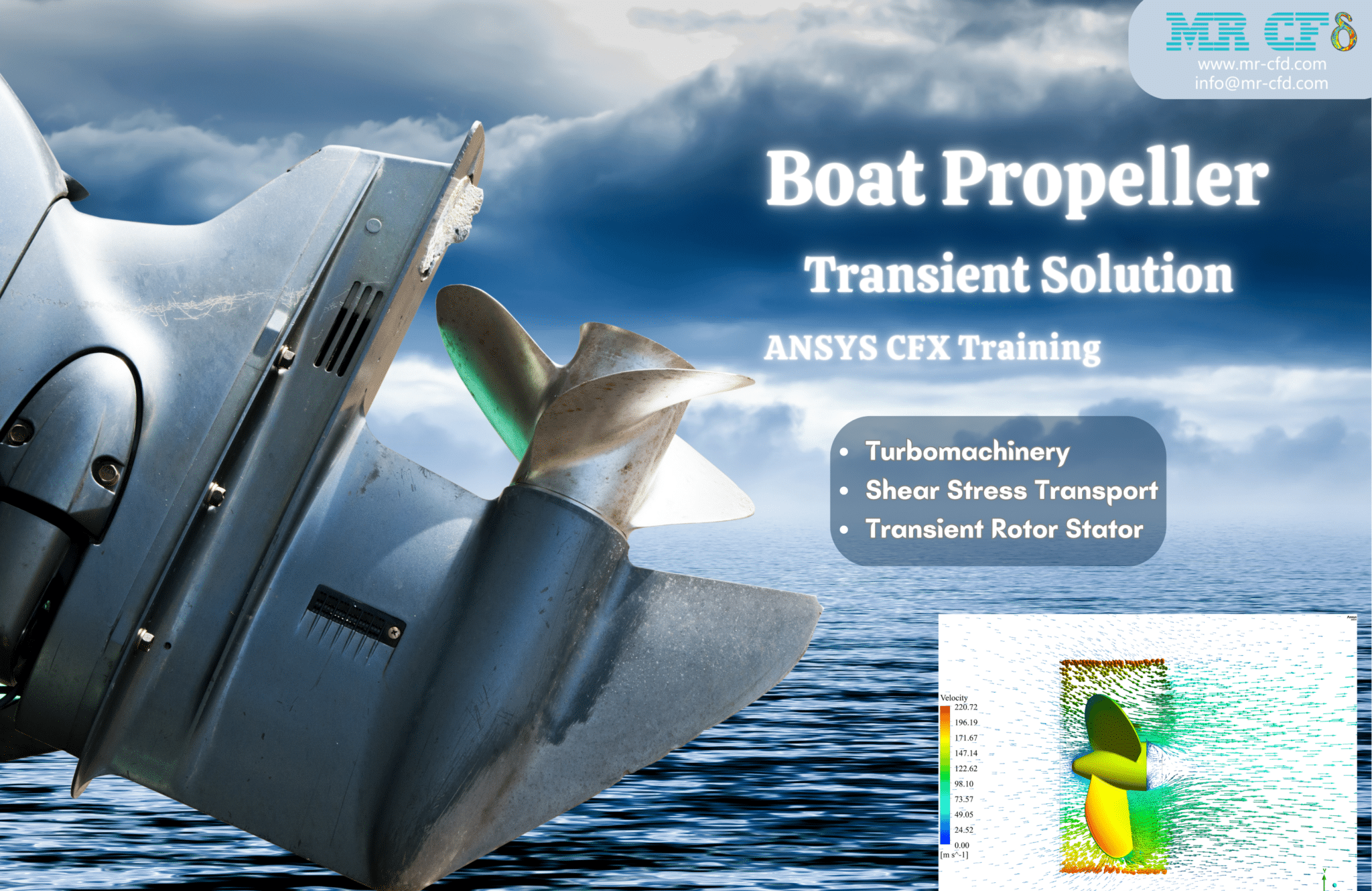 Boat Propeller Transient Solution, ANSYS CFX Training - MR CFD
