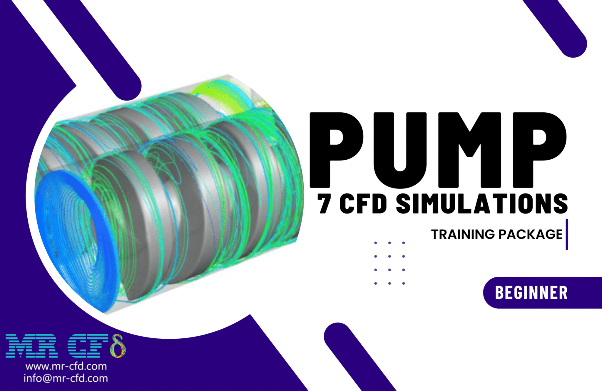 Pump: ANSYS Fluent Training Package, 7 Beginner CFD Simulations - MR CFD