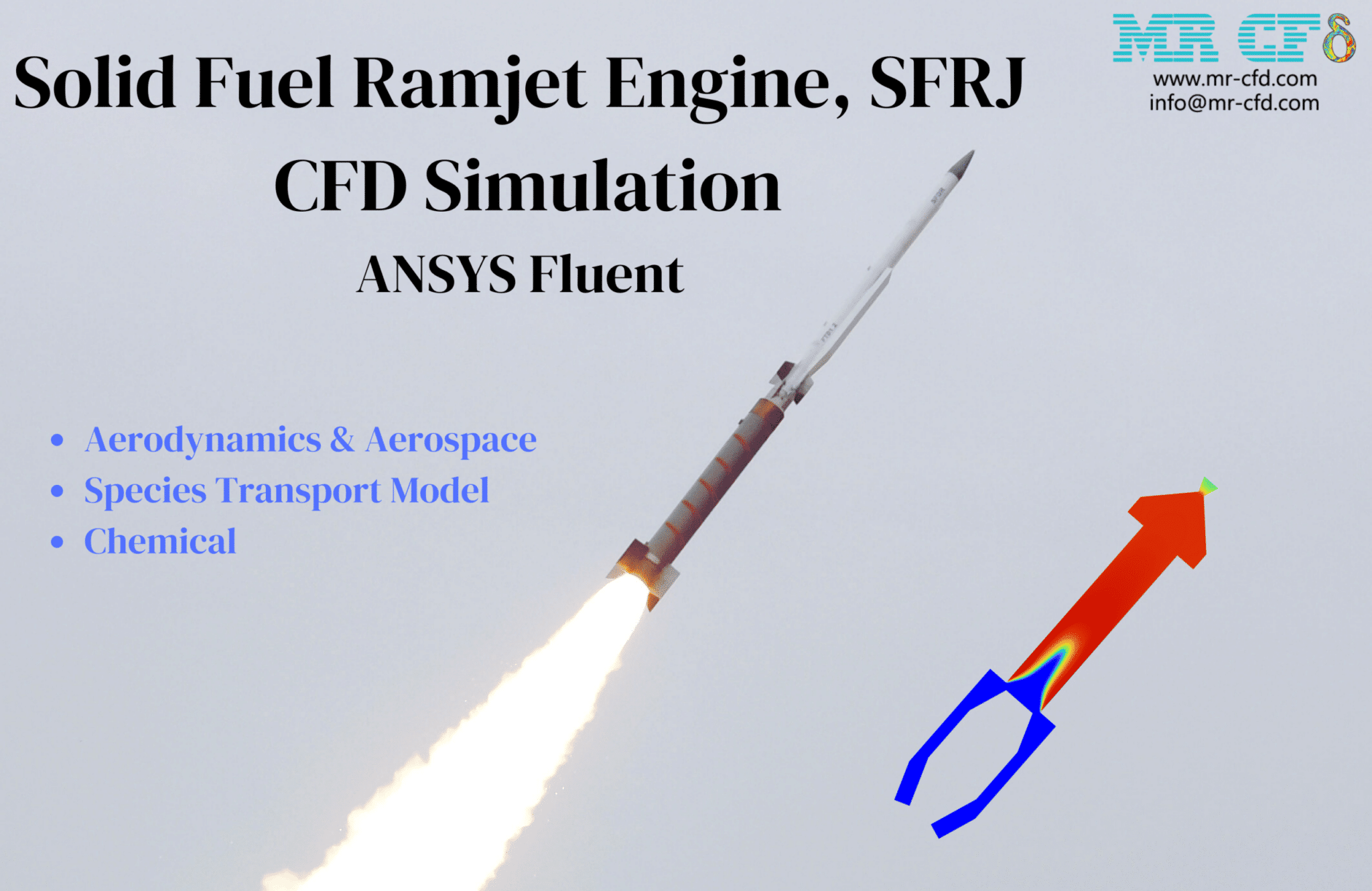 Solid Fuel Ramjet Engine, SFRJ, CFD Simulation, ANSYS Fluent - MR CFD