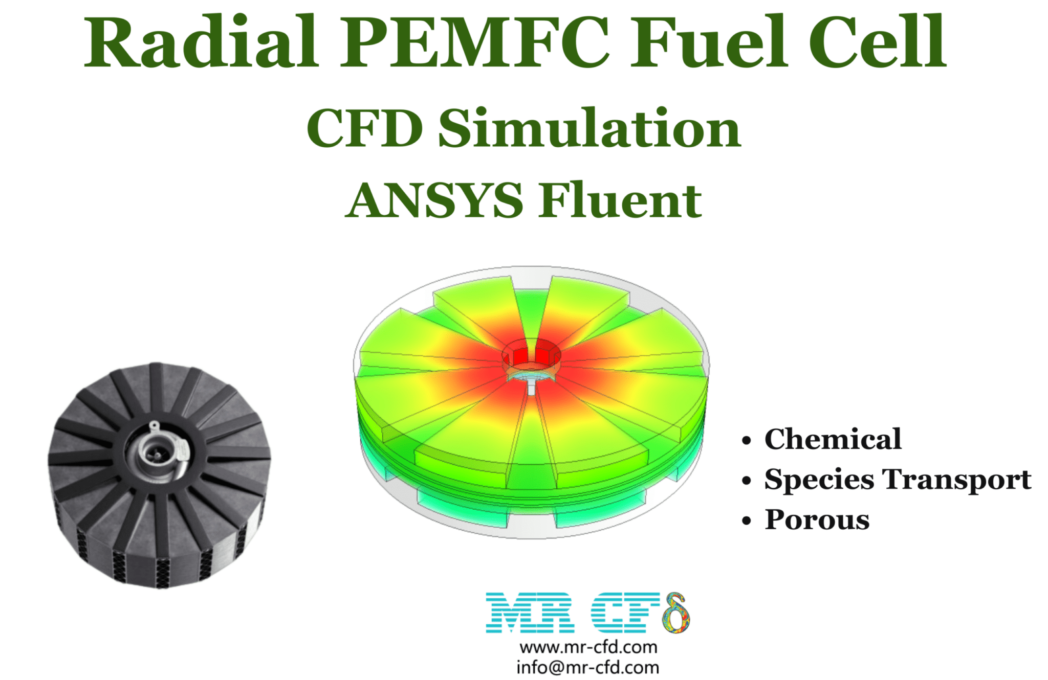 Radial PEMFC Fuel Cell CFD Simulation, ANSYS Fluent - MR CFD