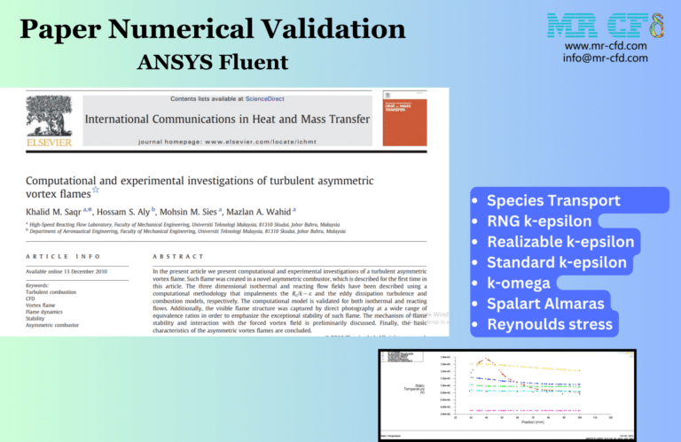 Turbulent Asymmetric Vortex Flame CFD Simulation, Paper Numerical Validation - MR CFD