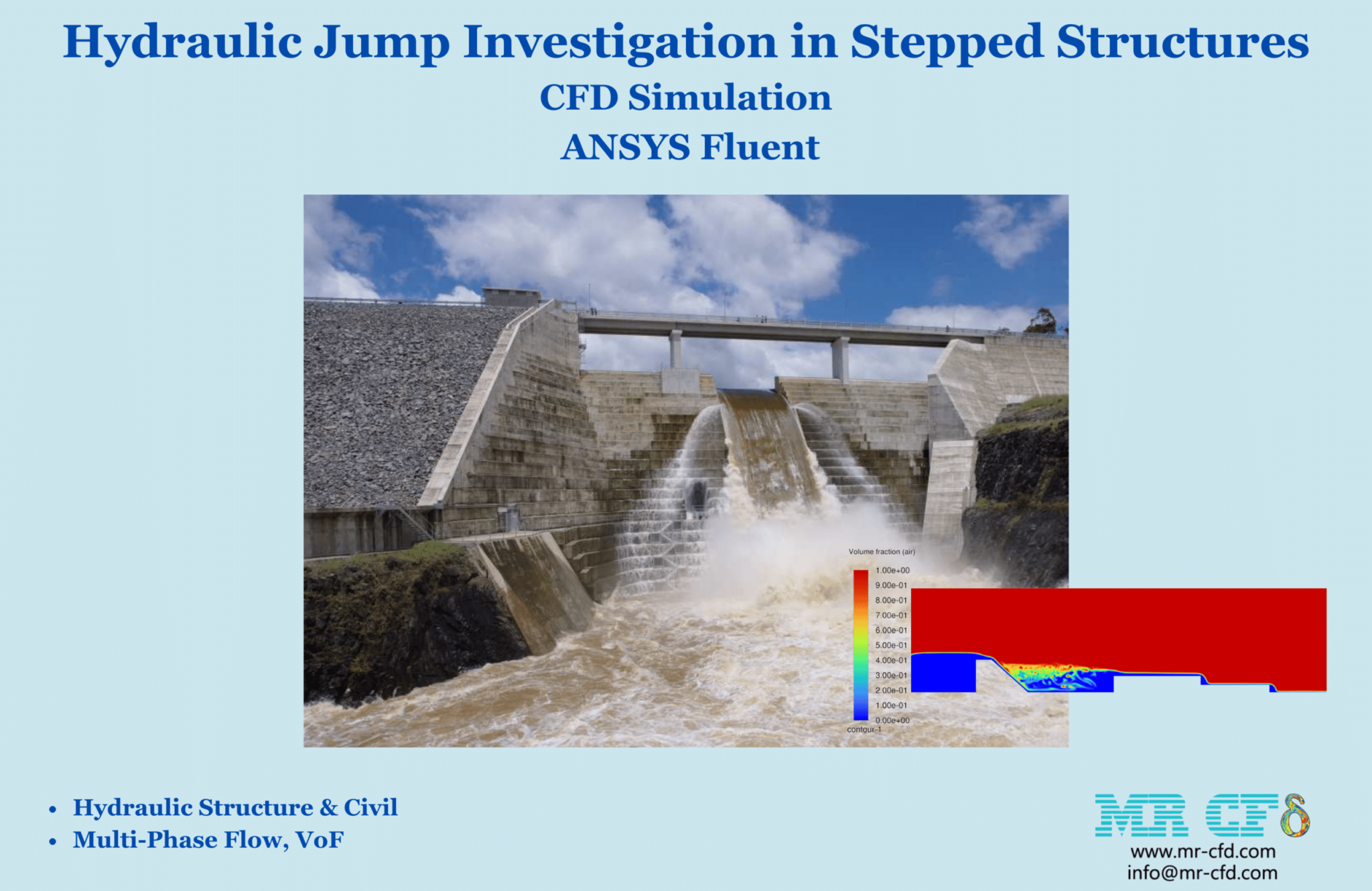 Hydraulic Jump Investigation in Stepped Structures, ANSYS Fluent - MR CFD