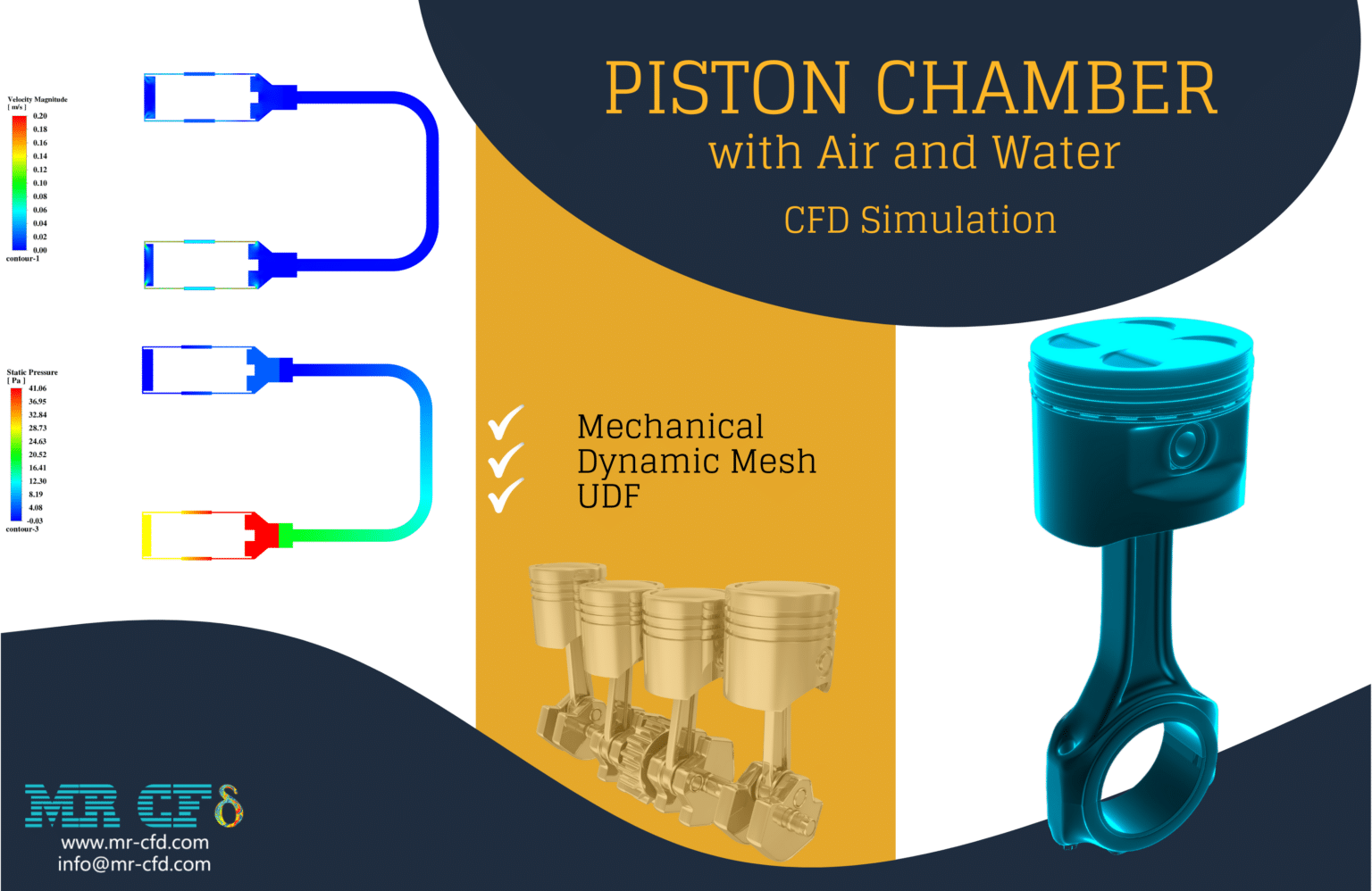 Piston Chamber with Air and Water CFD Simulation - MR CFD