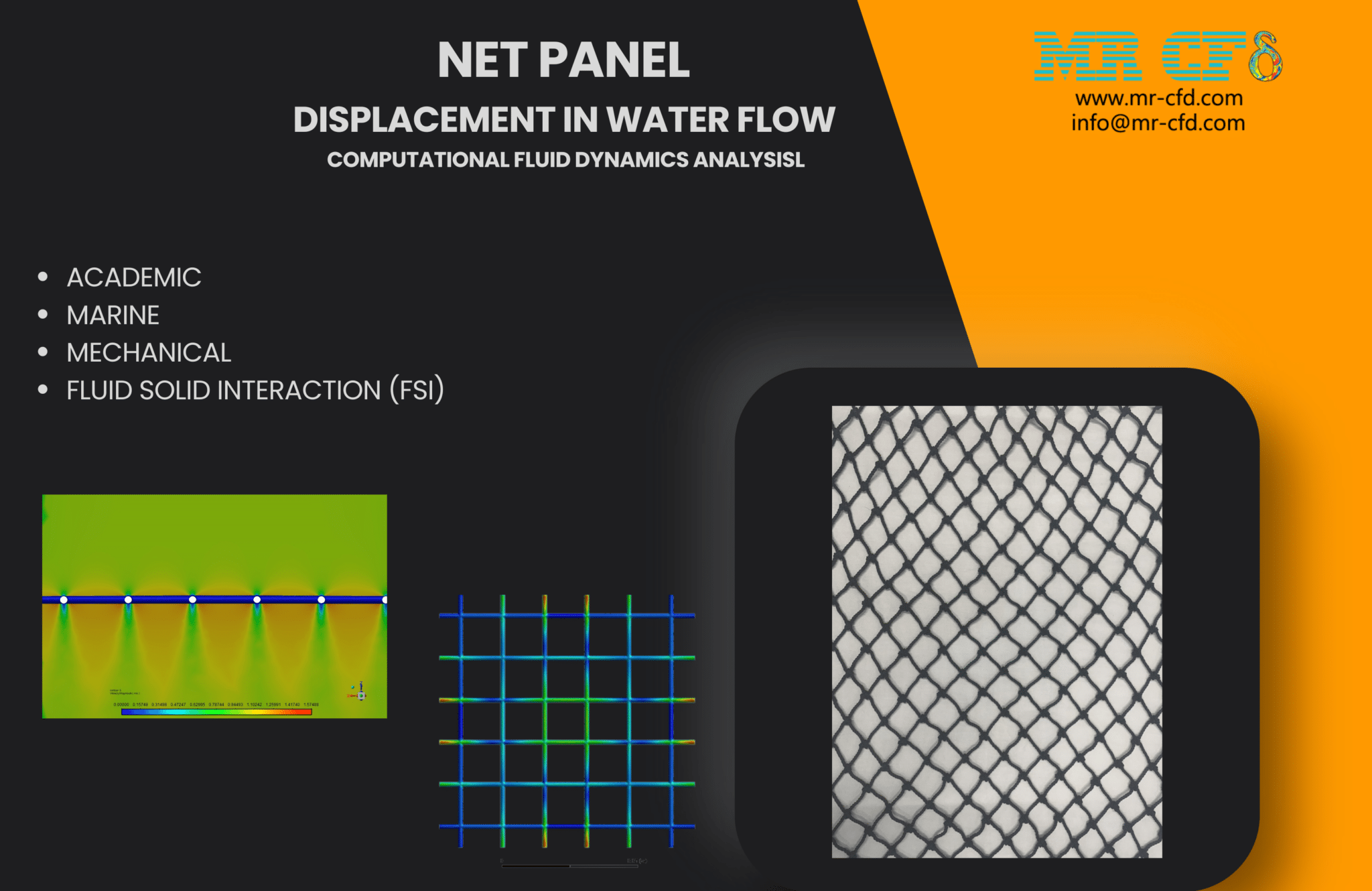 Net Panel Displacement in Water Flow CFD Analysis, Ansys Fluent - MR CFD