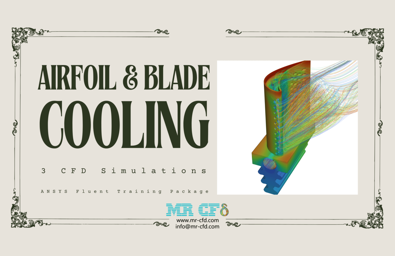 Cooling, Airfoil and Blade: ANSYS Fluent Training Package, 3 CFD Simulations - MR CFD