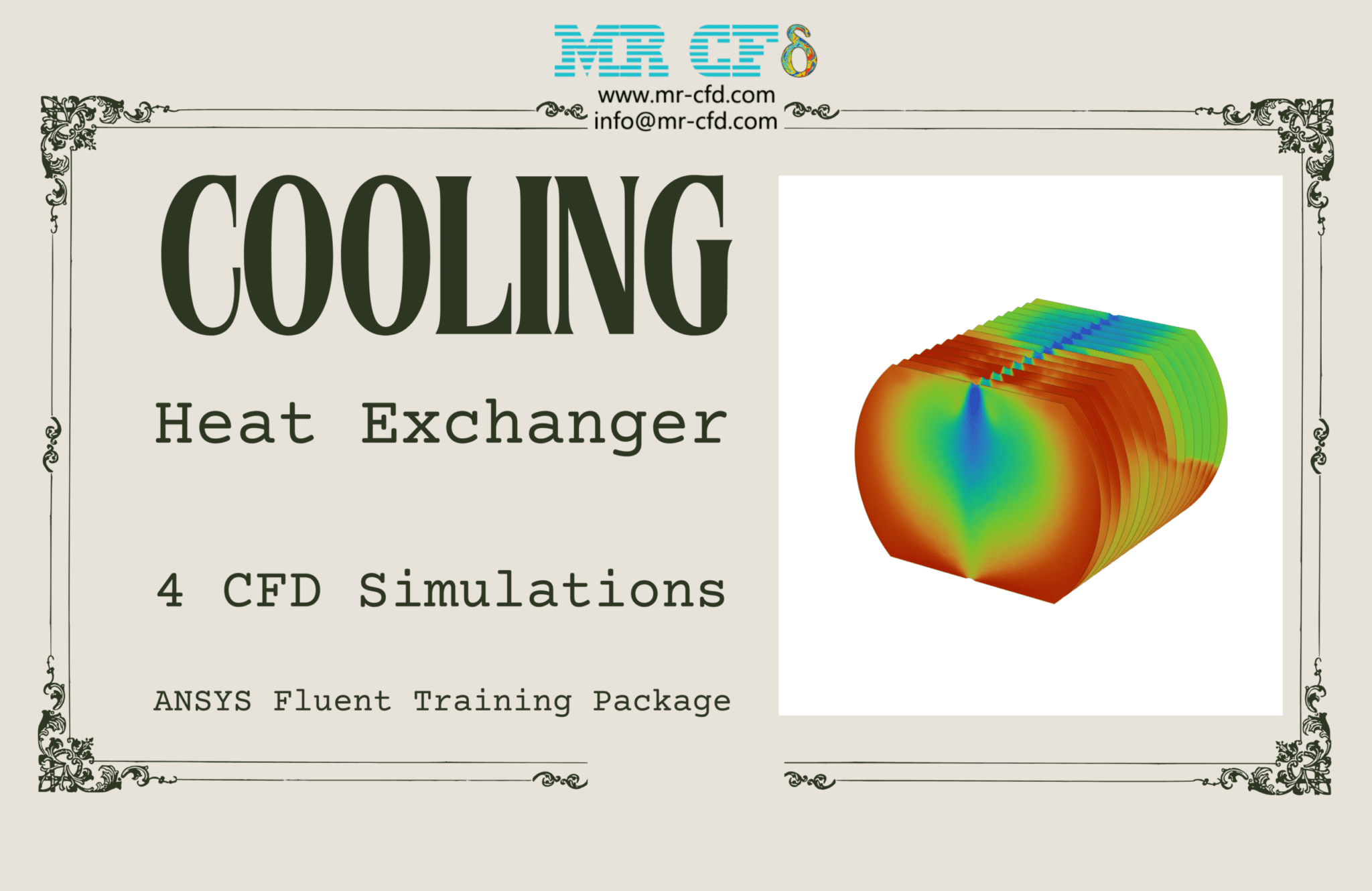 Cooling, Heat Exchanger: ANSYS Fluent Training Package, 4 CFD Simulations - MR CFD