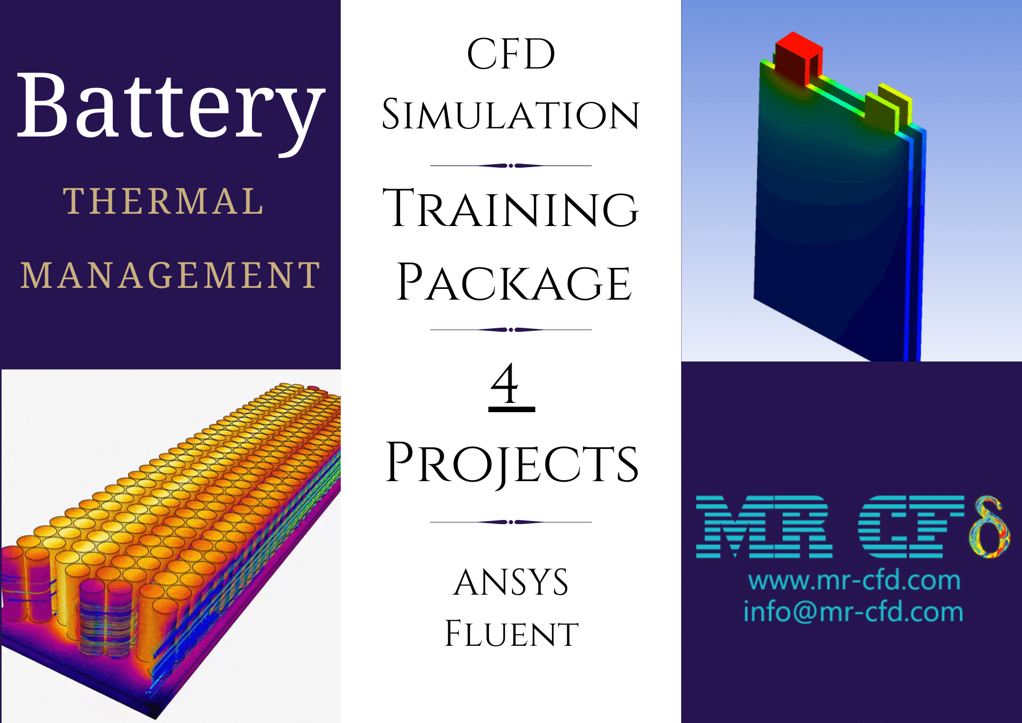Battery Thermal Management CFD Simulation Training Package: 4 Projects by ANSYS Fluent - MR CFD