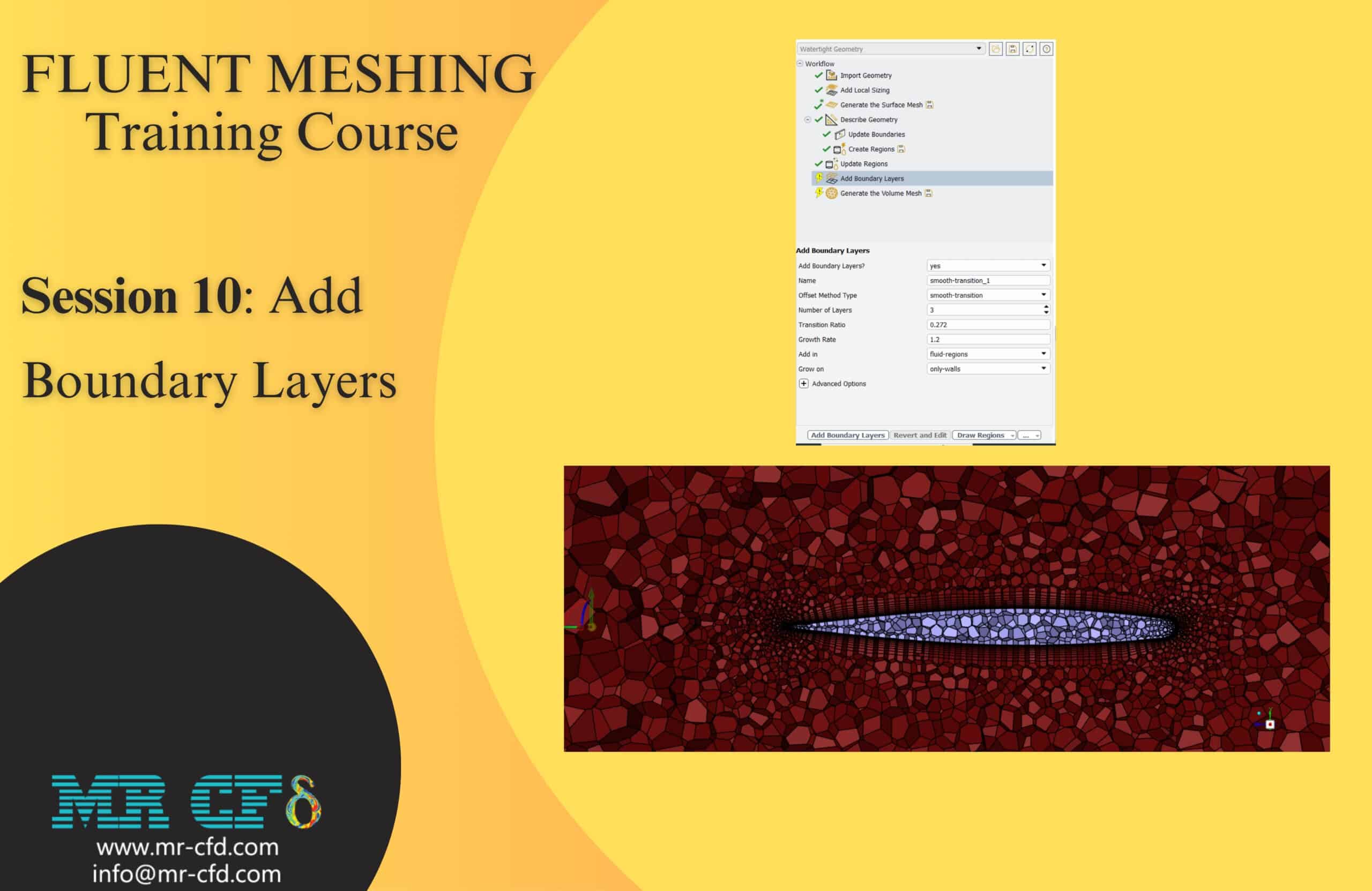 Fluent Meshing Training Course: Session 10, Add Boundary Layers - MR CFD